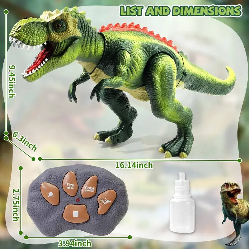 Remote Control T Rex Dinosaur Toy with Mist Spray & Roaring Sounds, La ...